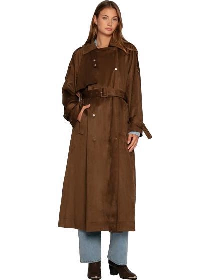 BELLE & BLOOM Long Lost Lover Soft Maxi Trench - Dark Brown