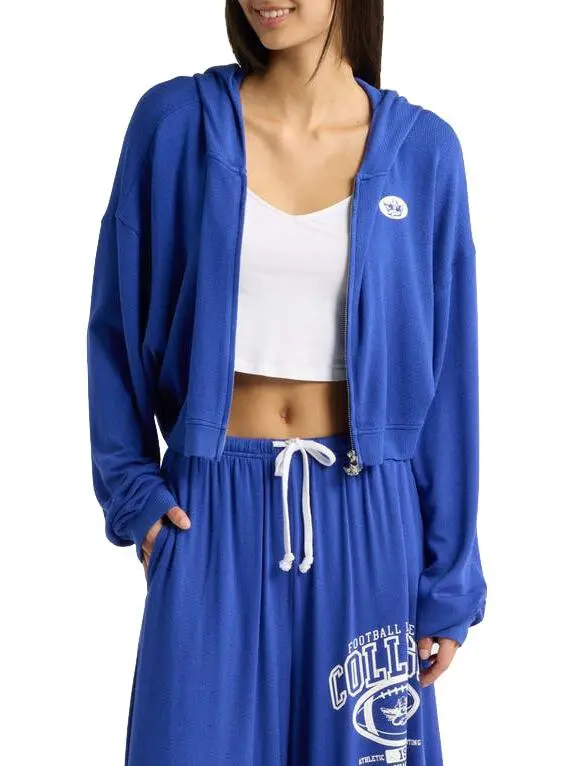 BOYS LIE Game Day Alex Cropped Full Zip Hoodie - Blue