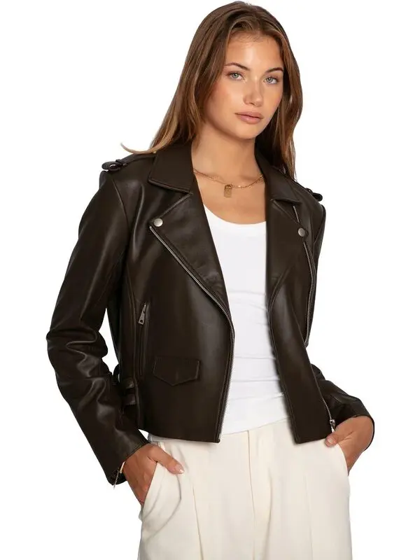 BELLE & BLOOM Just Friends Leather Jacket - Dark Brown