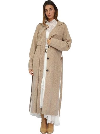 BELLE & BLOOM Live In Dream Maxi Trench Cardigan - Light Beige