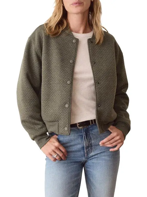 Marine Layer Corbet Quilted Bomber Jacket - Olive Heather