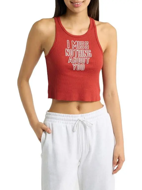 BOYS LIE I Miss Nothing Graphic Crop Tank - Red