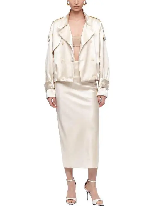 NOCTURNE Oversized Double Breasted Trench Coat - Ivory