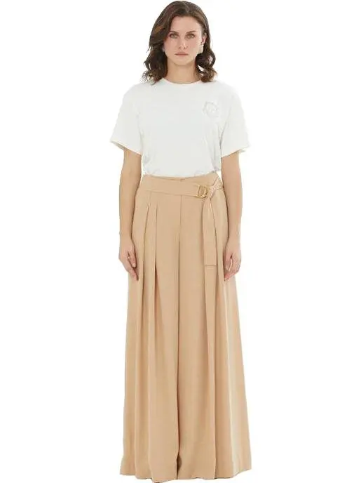 GIZIA Belted Trousers - Beige