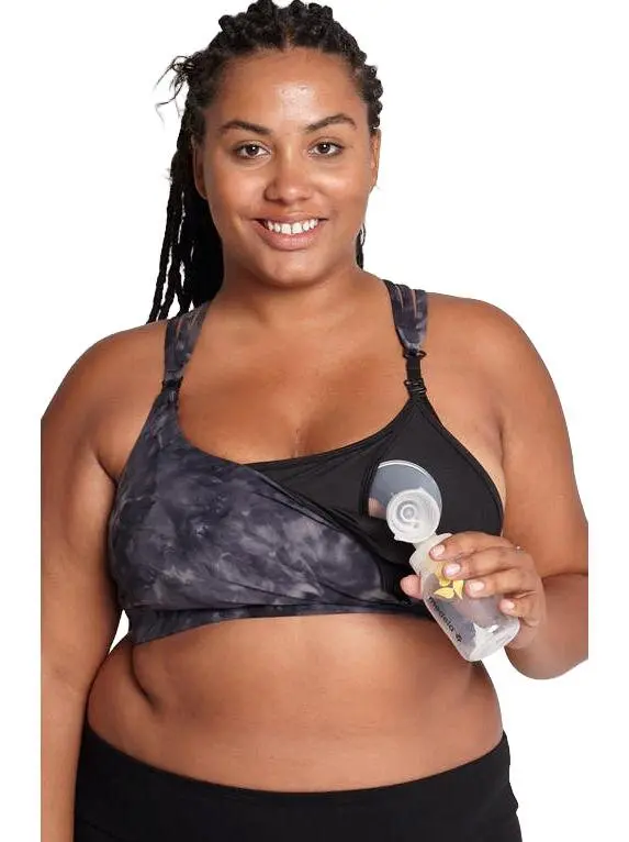 SWEAT & MILK Chloe 4 Running Nursing And Pumping Sports Bra - Black Cloud