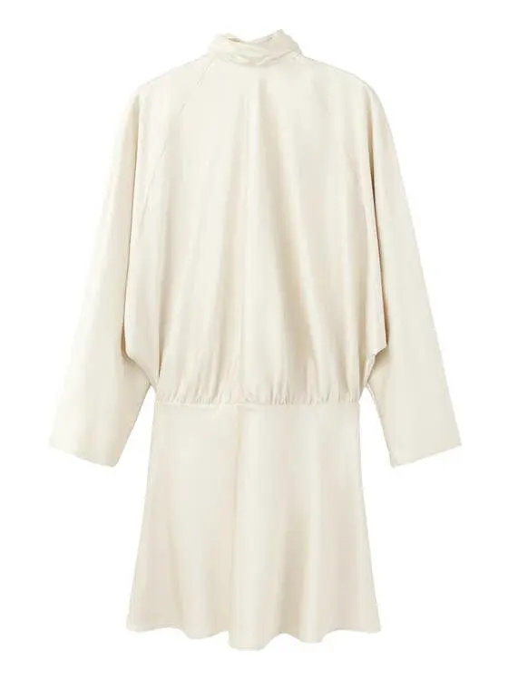 Mango Mock Neck Long Sleeve Minidress - Ecru