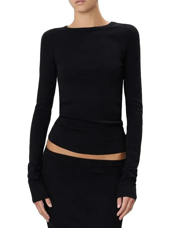 Eterne Long Sleeve Fitted T-shirt - Black