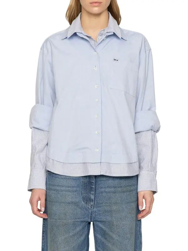 Sea Zayna Double-layer Cotton Shirt - Blue