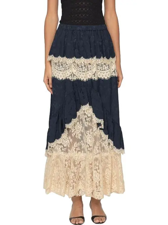 Sea Shay Lace Midi Skirt - Navy