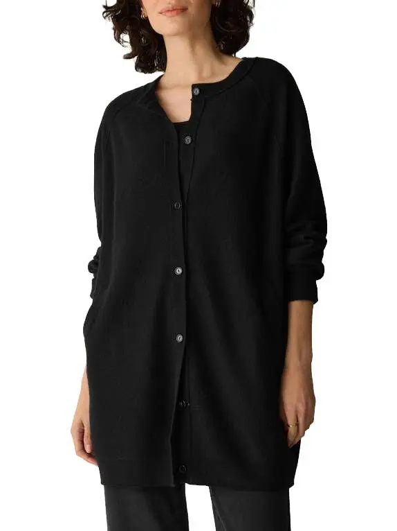 Eileen Fisher Long Wool Cardigan - Black