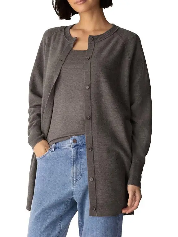 Eileen Fisher Long Wool Cardigan - Cobblestone