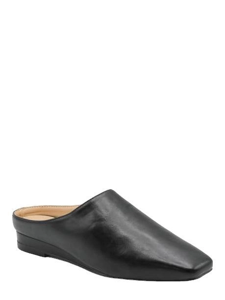 CHARLES DAVID Viking Faux Leather Flat Mule - Black-sm
