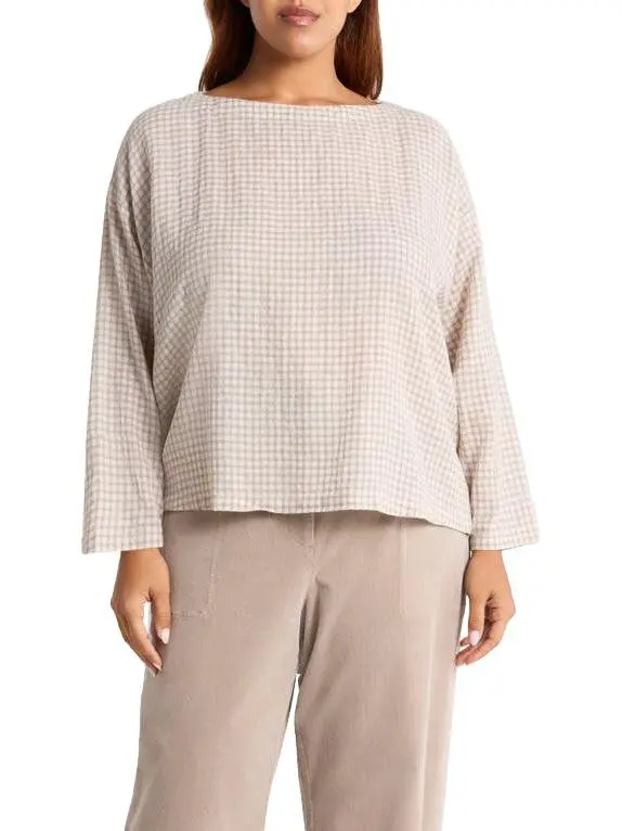 Eileen Fisher Bateau Neck Boxy Top - Plaster