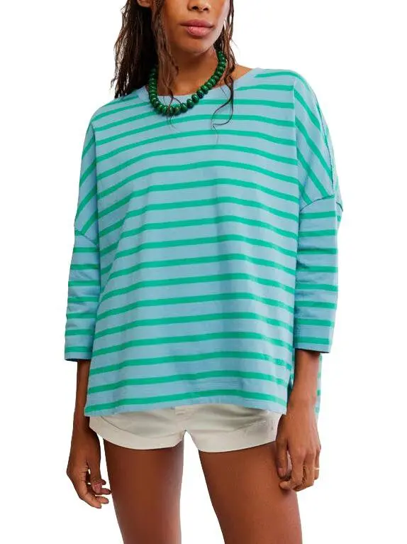 Free People Second Sense Striped T-shirt - Blue Combo