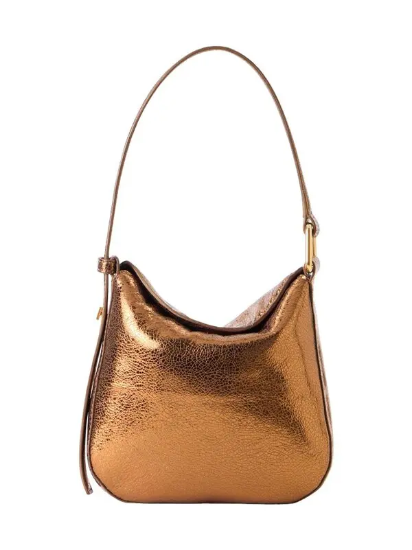 Akris Mini Anna Metallic Leather Hobo Bag - Bronze/gold