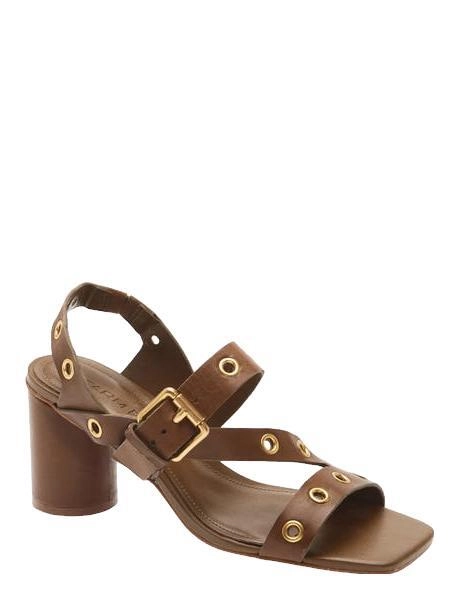 Farm Rio Buckle Block Heel Leather Al - Sand