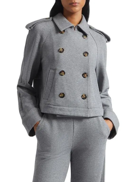 Veronica Beard Conneley Cropped Trench Jacket - Heather Grey