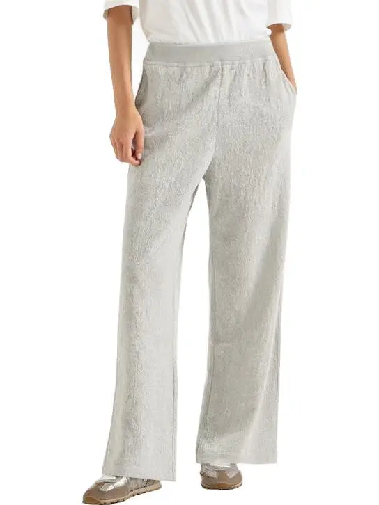 Brunello Cucinelli Lace Flowers Jersey Track Trousers In Sparkling Virgin Wool And Cashmere - Light Grey