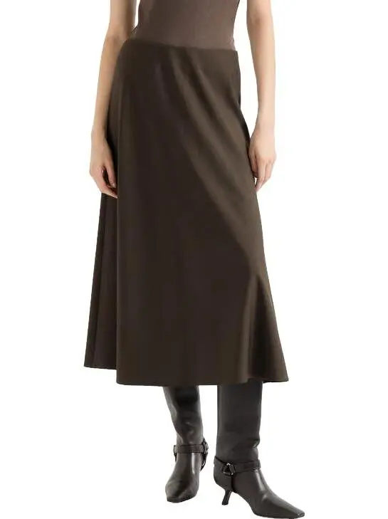 Brunello Cucinelli Comfort Virgin Wool And Viscose Twill Flute Skirt - Brown