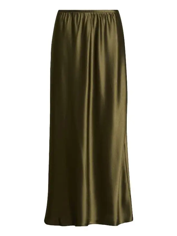 LESET Barb Satin Midi Skirt - Olive