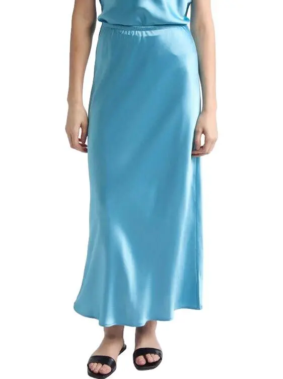 LESET Barb Satin Midi Skirt - Skye