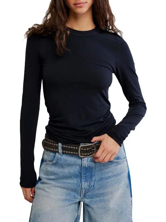 Free People So Soft Seamless Long Sleeve T-shirt - Black