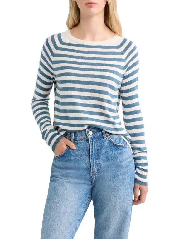24COLOURS Striped Crewneck Sweater - Blue