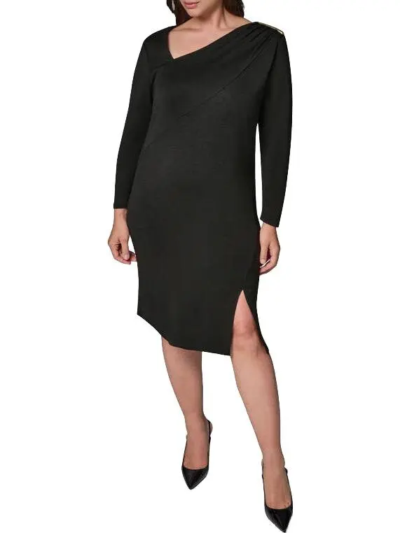 Donna Karan New York Asymmetric Neck Sheath Dress - Black