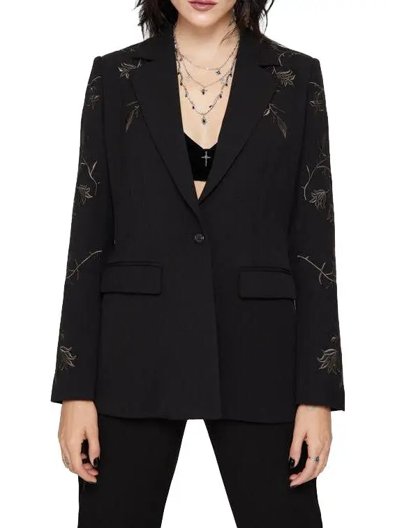 DISTURBIA Embroidered Blazer - Black