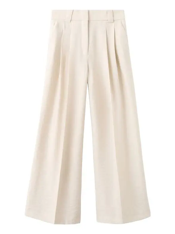 Mango Wide Leg Lyocell Blend Pants - Light/pastel Grey