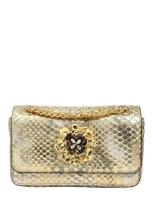 Alexis Bittar Mini Bella Python Embossed Leather Clutch - Gold Python