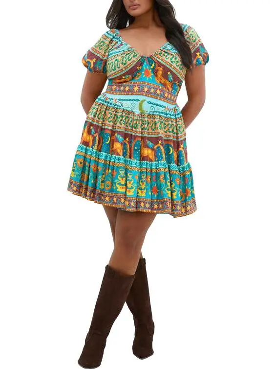 City Chic Amaria Print Flare Dress - Paradiso