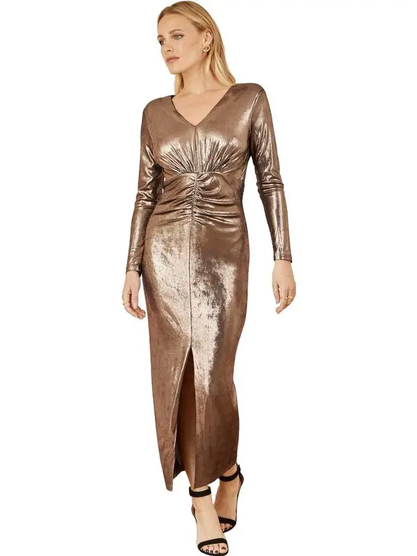 YUMI Long Sleeves With Maxi Dress - Gold