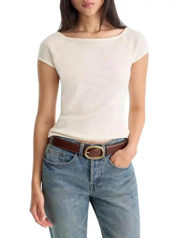 Good American Variegated Rib Top - Chalk