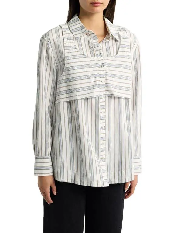 DAMSON MADDER Valeria Double Layer Organic Cotton Shirt - Multi White