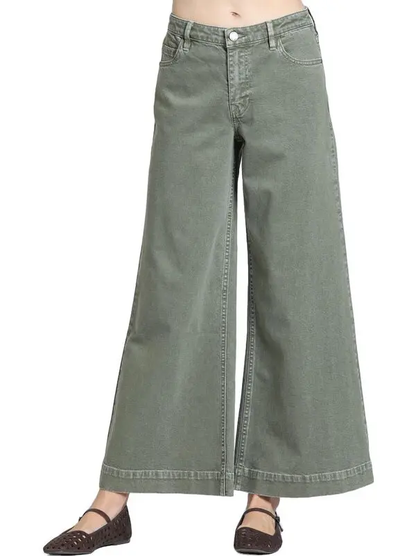 APNY Godet Wide Leg Jeans - Olive