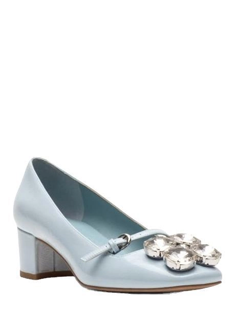 FRANCES VALENTINE Josephine Mary Jane Pump With Crystal Embellishments - Light Blue