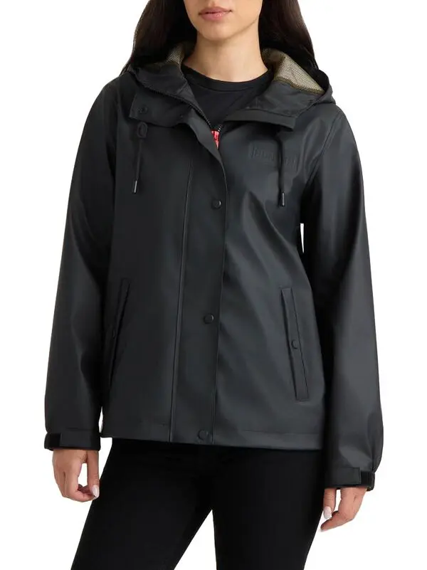 Hunter Dina Cropped Rubberized Rain Jacket - Black