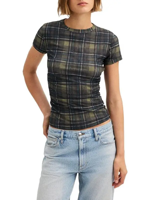 Madewell Ruched Cap Sleeve Tee - Olive