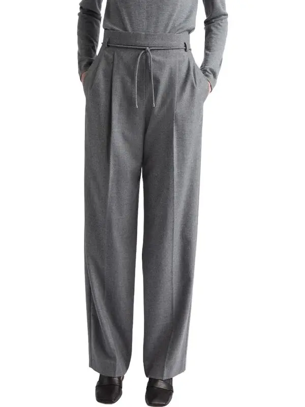 Max Mara Pleated Straight Leg Pants - Medium Grey