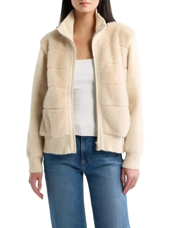 Love Token Celia Faux Fur Jacket - Beige