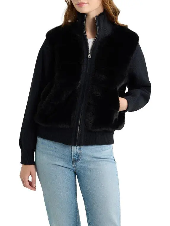 Love Token Celia Faux Fur Jacket - Black