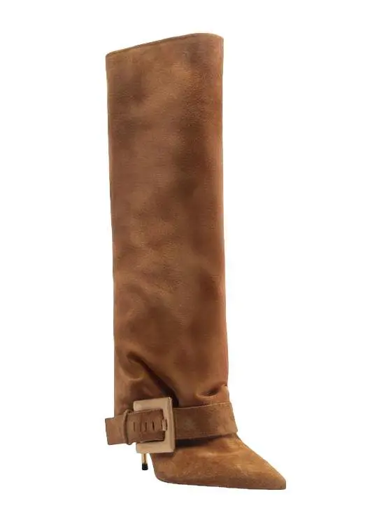AREZZO Kenny Knee High Stiletto Boot With Buckle Detail - Stracci