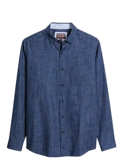 Johnston & Murphy Collin Jacquard Cotton Button-up Shirt - Navy