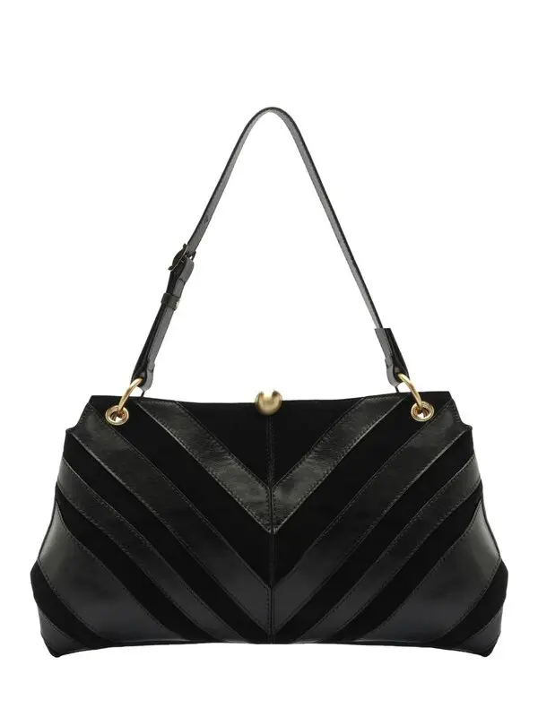 AREZZO Aurora Medium Leather Shoulder Bag - Black