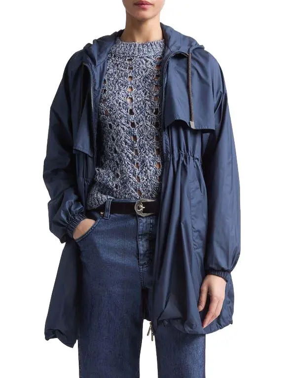 Eleventy Drawstring Waist Parka - 11 Blue