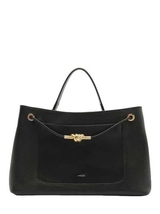 AREZZO Delphine Large Leather Shopper - Black