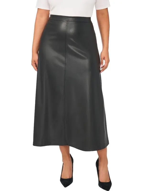 Vince Camuto Faux Leather Center Seam Maxi Skirt - Rich Black