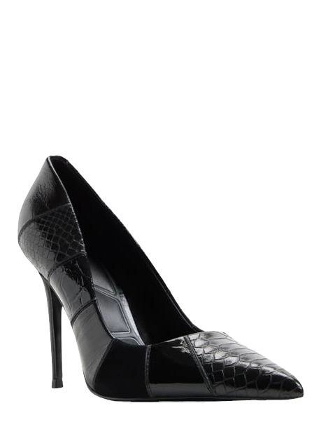 Aldo Stasyamix Croc Embossed Faux Leather Stiletto Pumps - Black