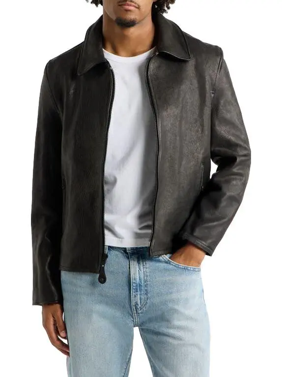 SCHOTT Vegetable Tanned Lambskin Leather Mechanic Jacket - Black